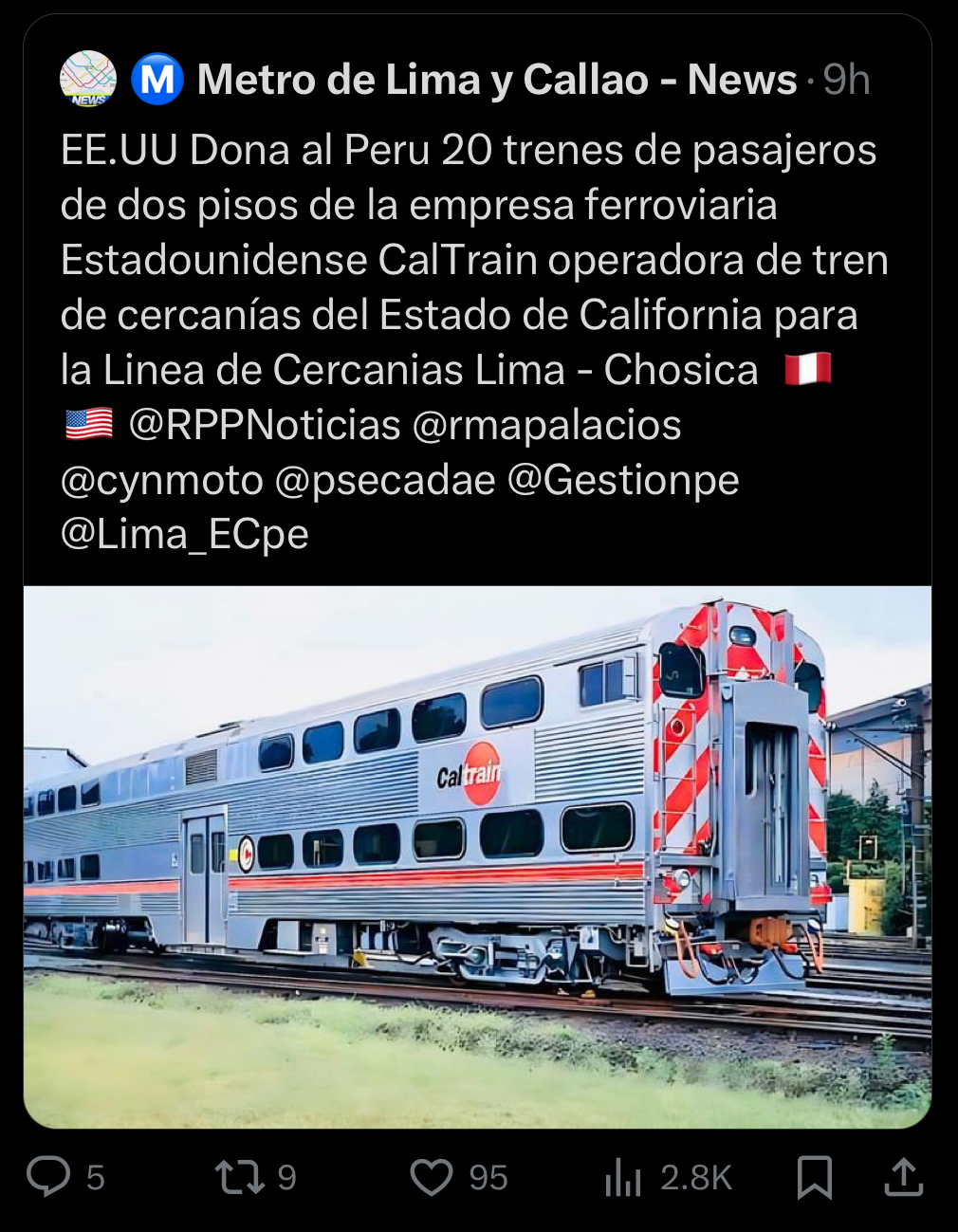 Caltrain Diesel Fleet to Bring Passenger Rail Service to Peru ...